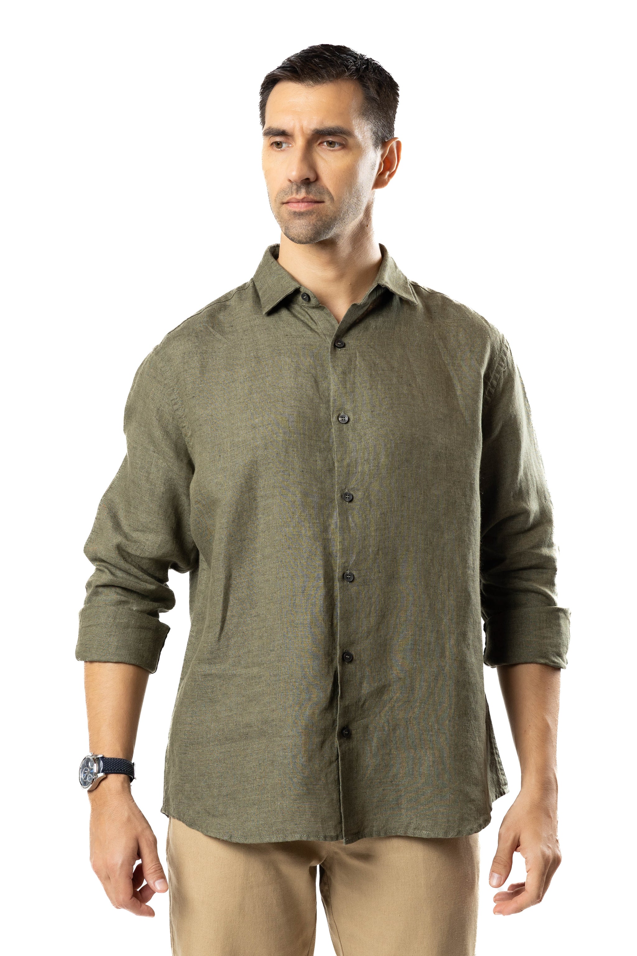 The Luxe Linen Shirt – Earth Green