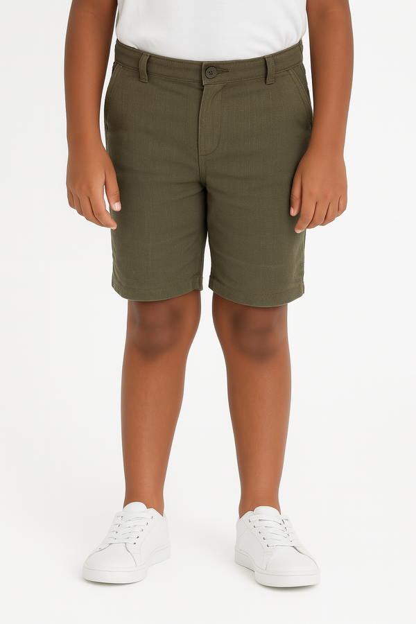 Kids' Linen Rayon Regular Shorts – Olive | AnationZ Junior